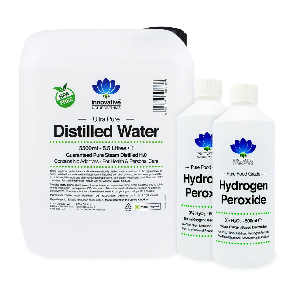 3% Hydrogen Peroxide - 1 Litre (2 x 500ml) & Distilled Water - 5.5 Lit ...
